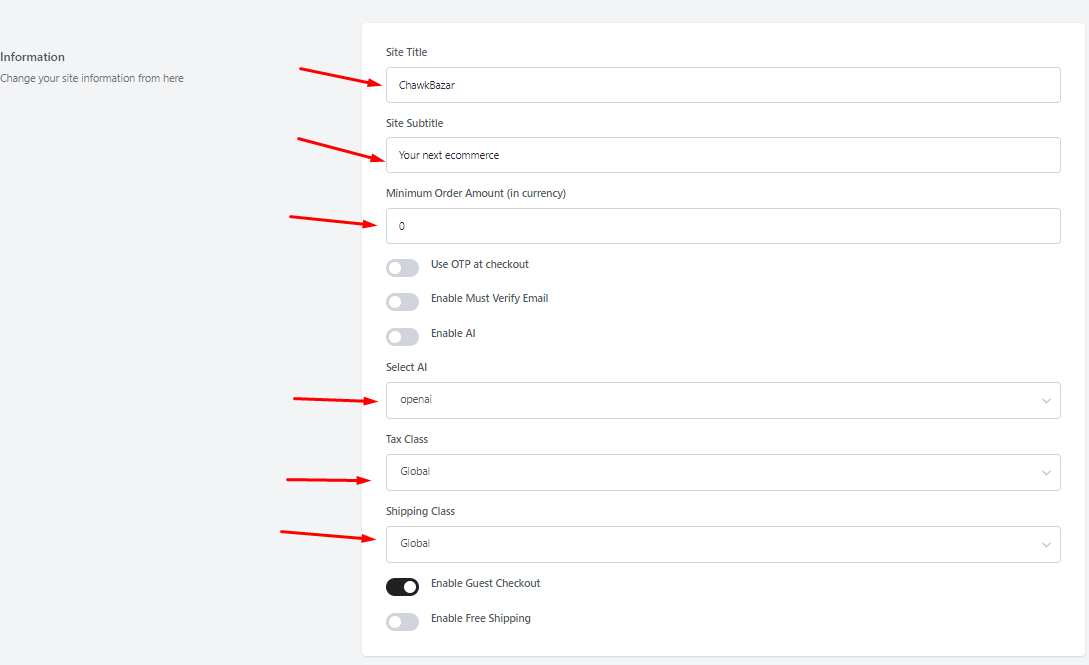 Settings | ChawkBazar Documentation